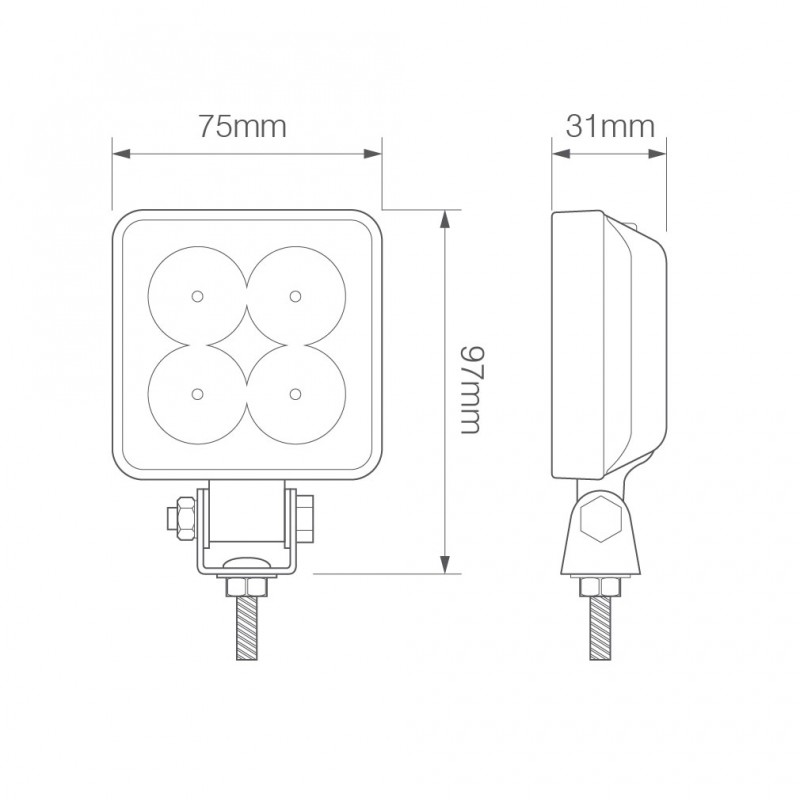 Compact Square Work / Reverse Lamp - R23 Approved (White) - Poolec ...